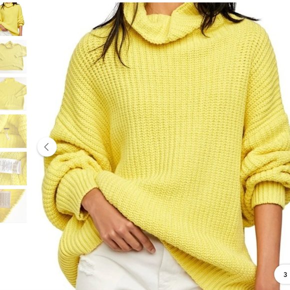 Free People | Sweaters | Free People Oversize Yellow Turtleneck Sweater ...